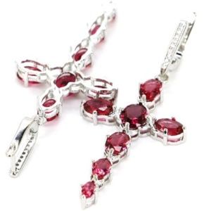 Jewelry | Pink Raspberry Rhodolite Garnet Cross Earrings | Poshmark